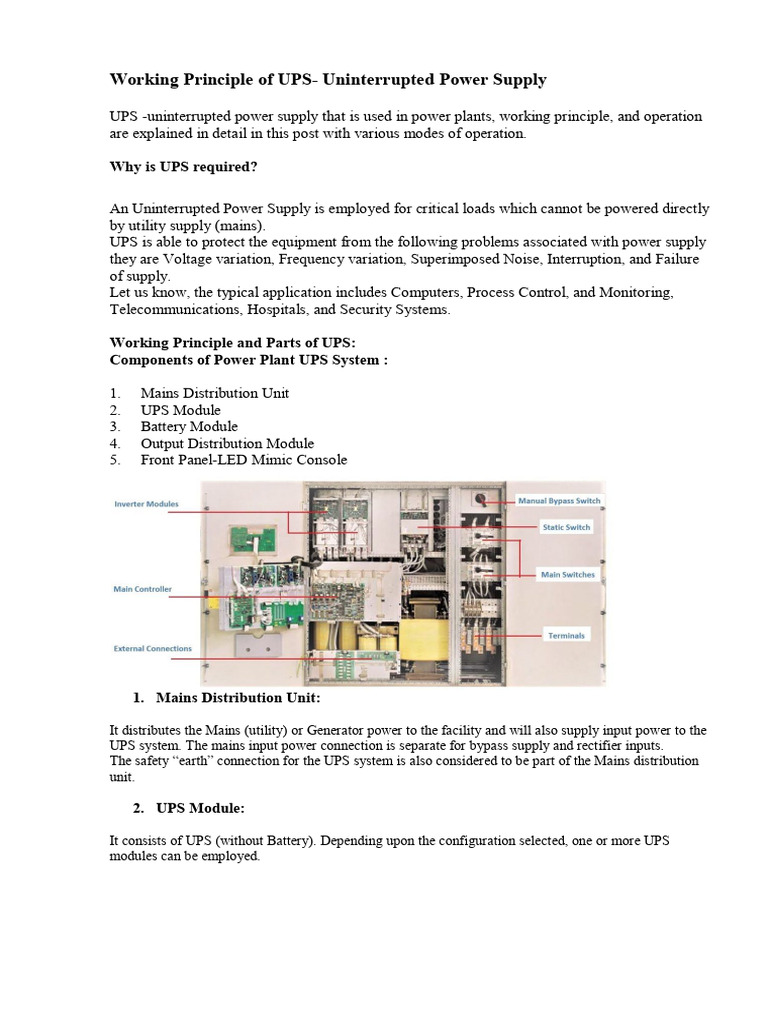 UPS Working Principles Explained | PDF | Power Supply | Power Inverter