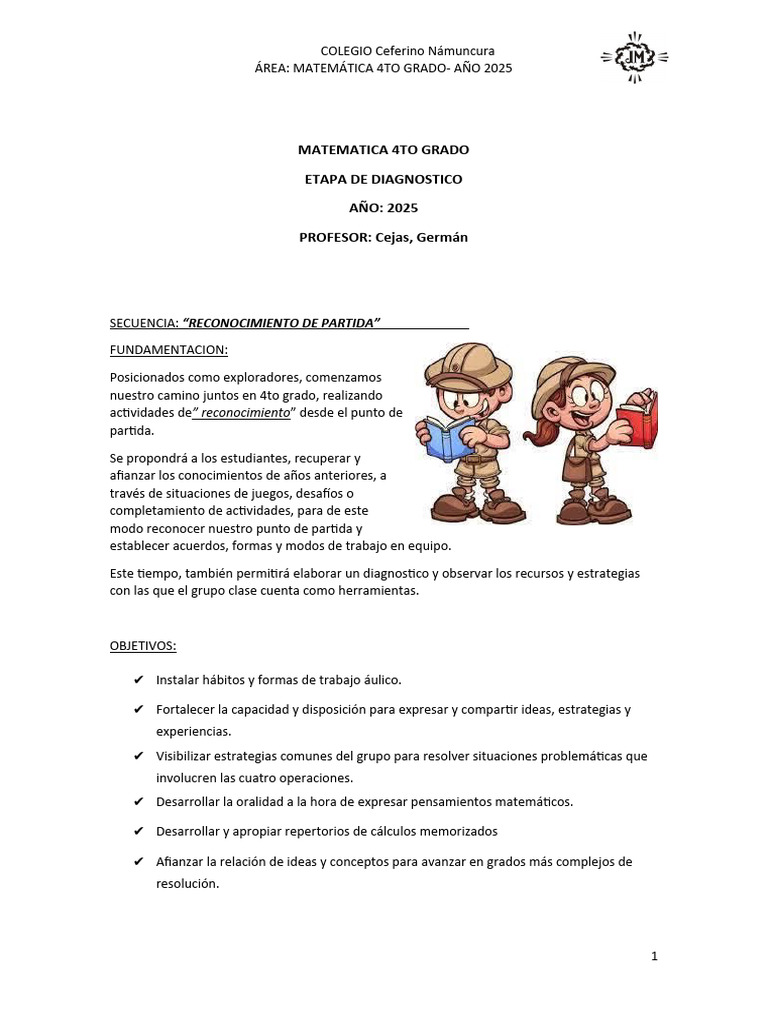 Diagnostico 4to Grado Mate 2025 Impresión | PDF | Matemáticas