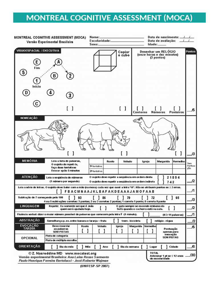 Montreal Cognitive Assessment | PDF