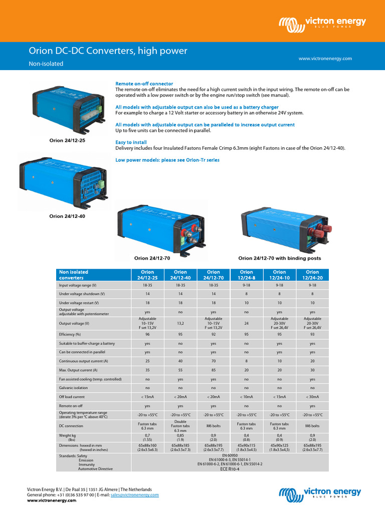 Datasheet Orion DC DC Converters High Power, Non Isolated en | PDF | Voltage | Electrical Equipment