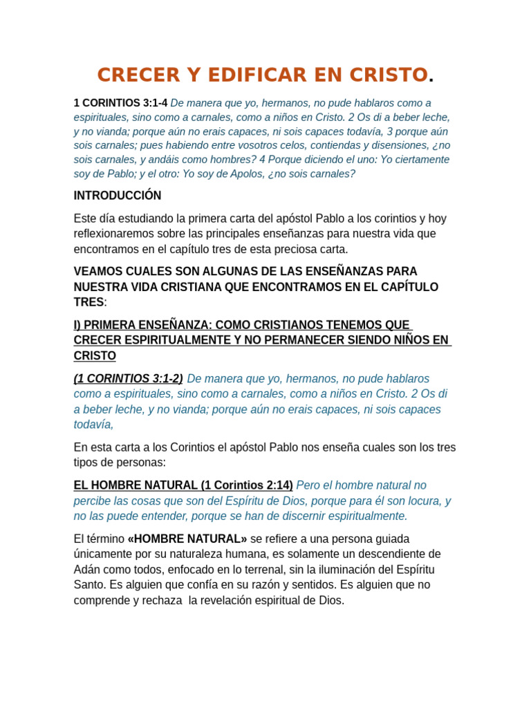 Crecer y Edificar en Cristo | PDF | Cristo (título) | Primera epístola a los corintios