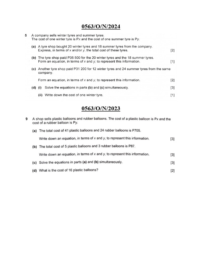 Simultaneous Equations Real Life | PDF