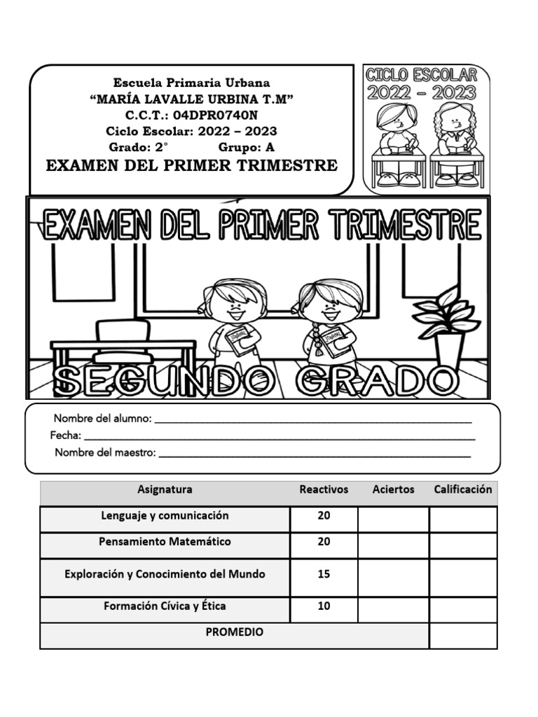 Evaluacion 1º Trim. 2º Grado | PDF