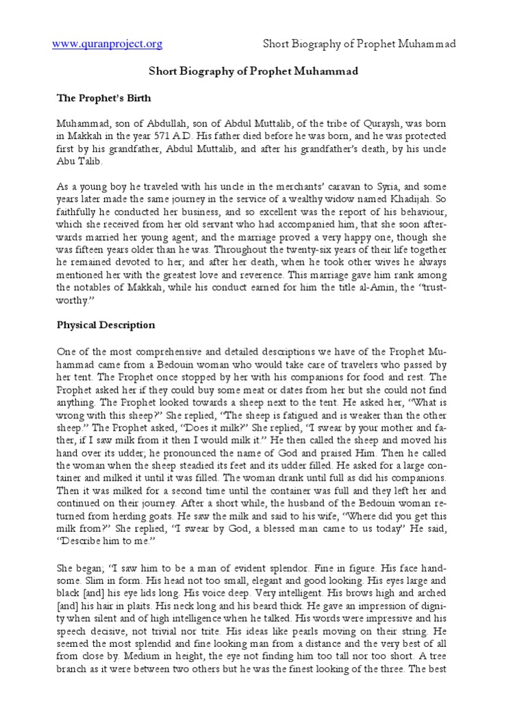 Biography of Prophet Muhammad | PDF | Medina | Muhammad