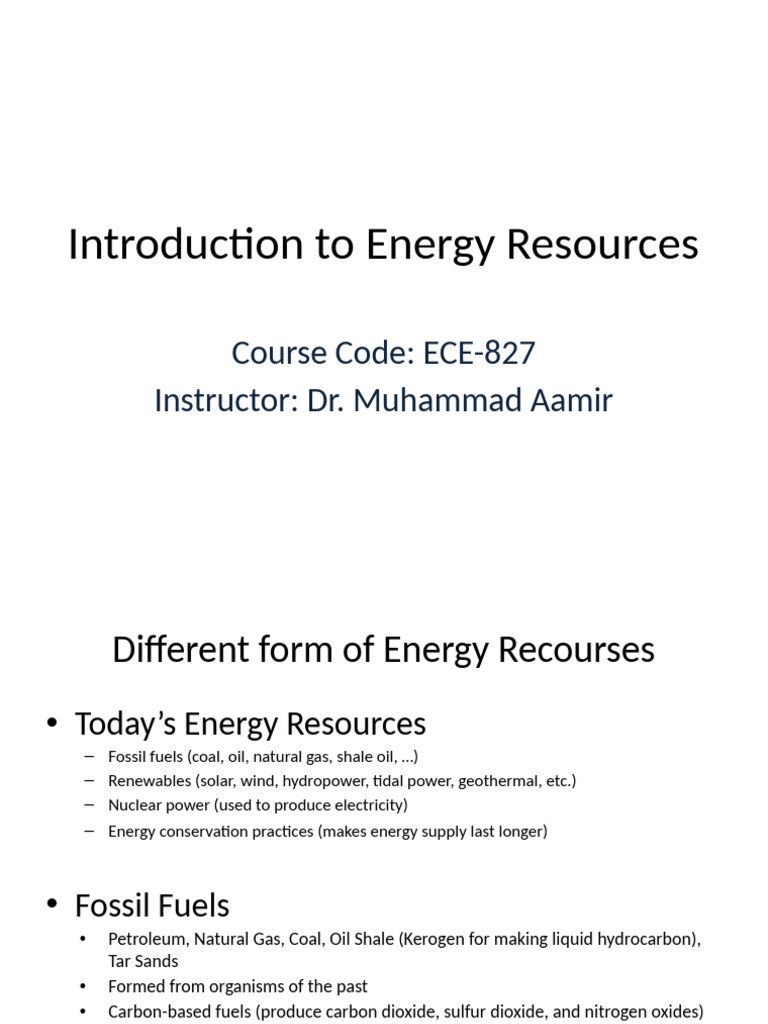 Lecture 1 Introduction To Renewable Energy | PDF | Fuels | Renewable Energy