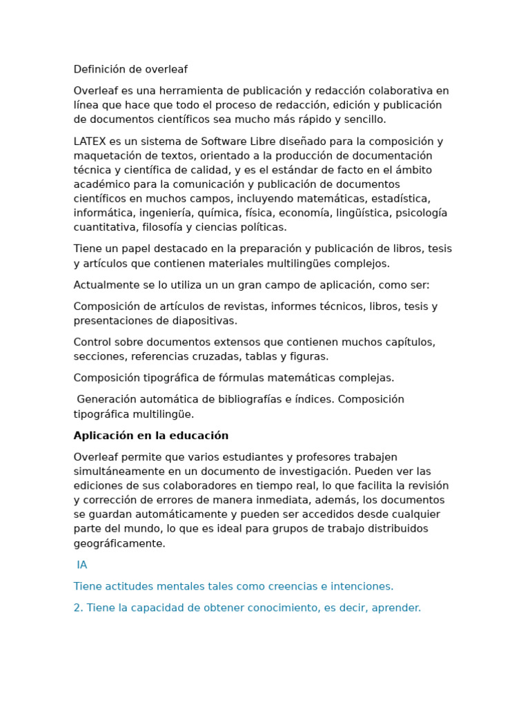 Overleaf: Herramienta Colaborativa en LaTeX | PDF | Inteligencia ...