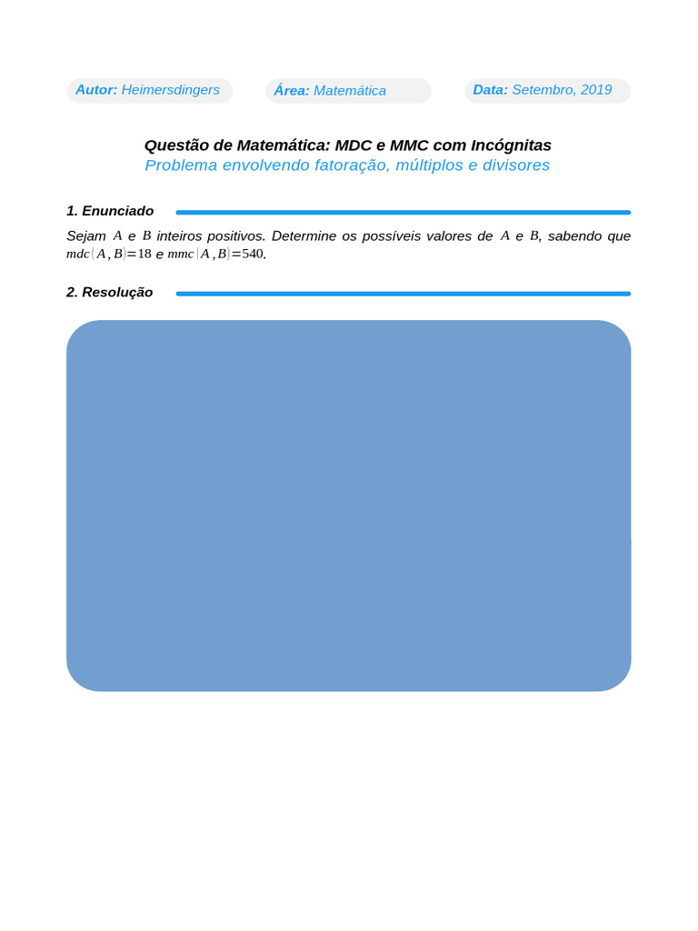 Matemática - MDC e MMC Com Incógnitas | PDF