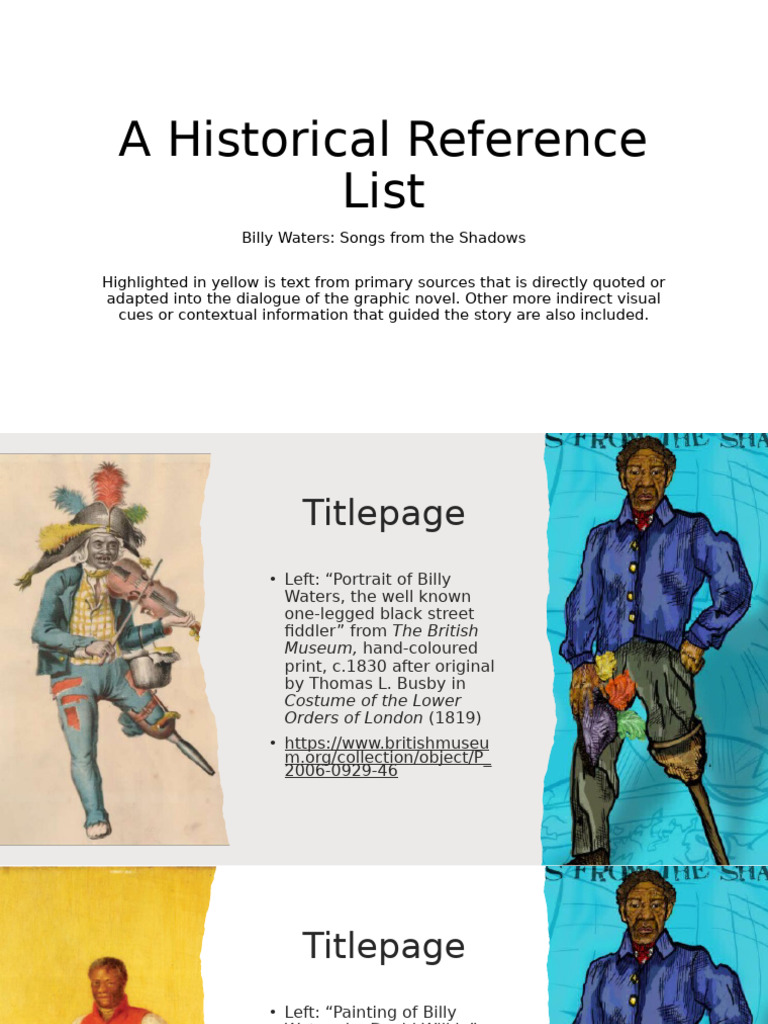 Billy Waters Historical Reference List v2 | PDF