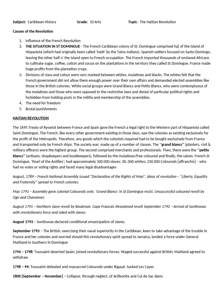 GR09 WK 02 - Haitian Revolution | PDF | Haiti | Slavery