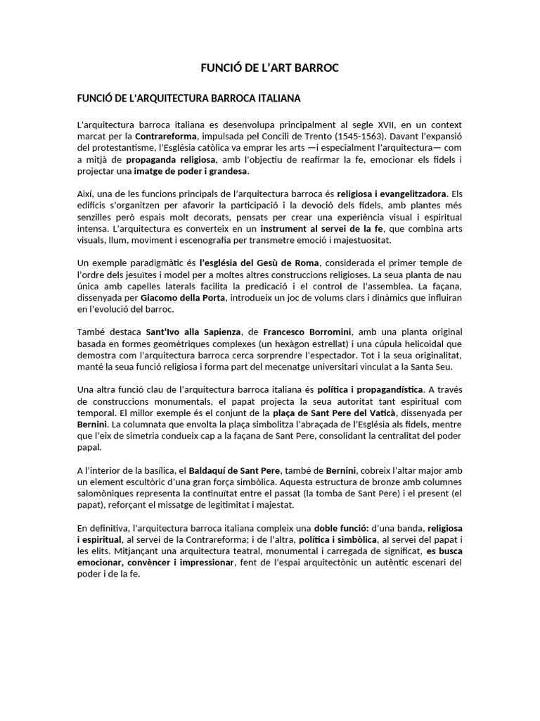 Funció Art Barroc | PDF