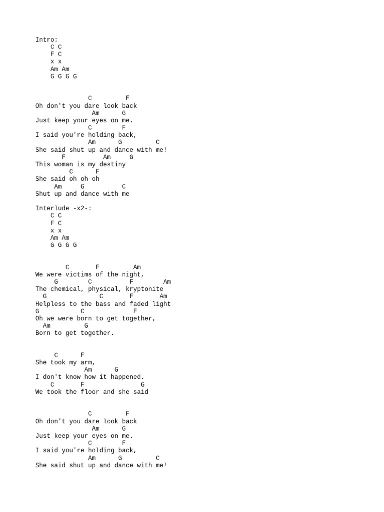 Shut Up and Dance Lyrics PDF | PDF