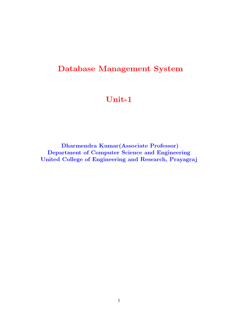 Unit 1 | PDF | Conceptual Model | Databases