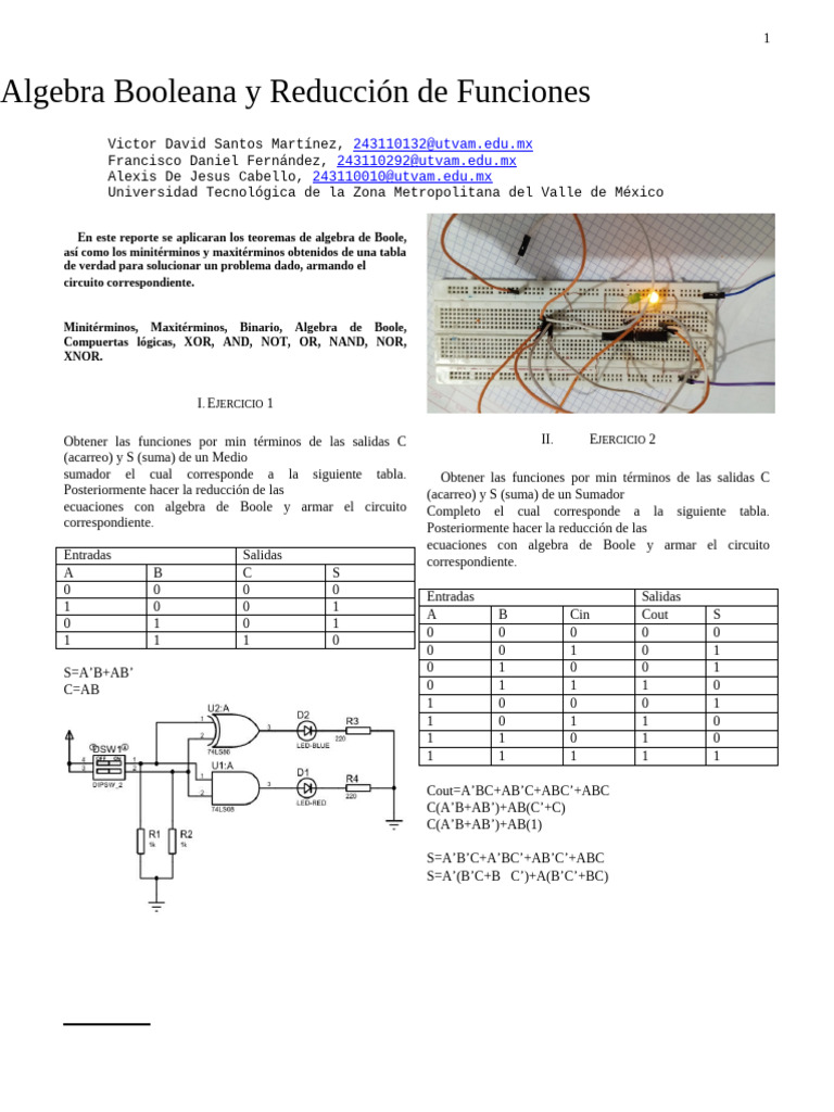Algebra Booleana y Reducción de Funciones | PDF | Puerta lógica | Lógica matemática