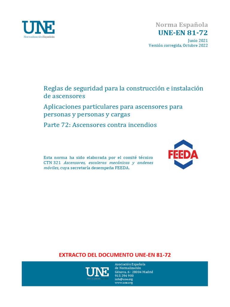 Norma UNE-EN 81-72: Ascensores contra incendios | PDF | Ascensor ...