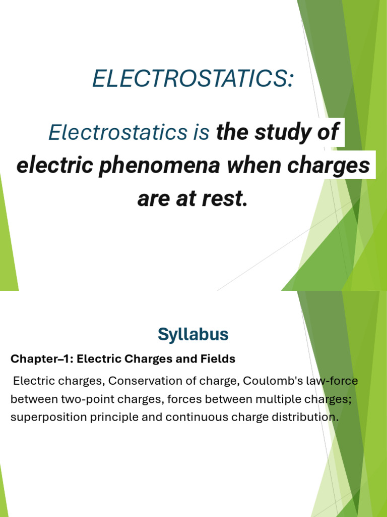 Fast Revision Electrostatics Notes Part 1 | PDF | Electric Charge ...