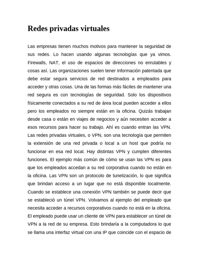 Redes Privadas Virtuales | PDF | Red privada virtual | Red de computadoras