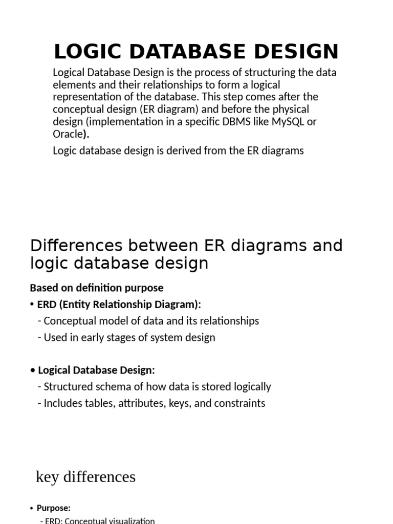 Logic Database Design PPTS Group 6 | PDF | Database Design | Relational ...