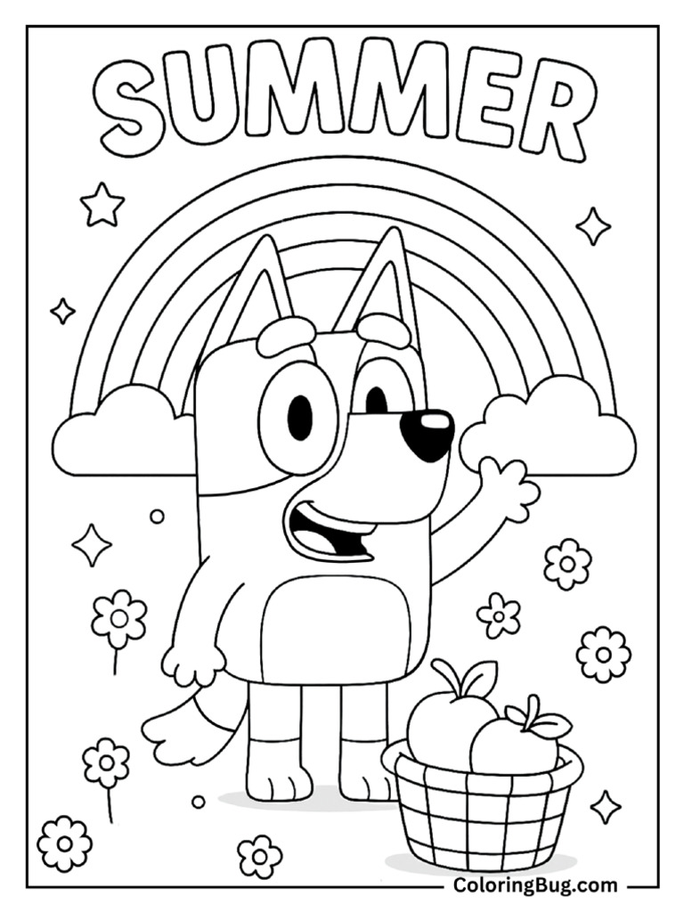 Happy Summer Bluey Coloring Page | PDF