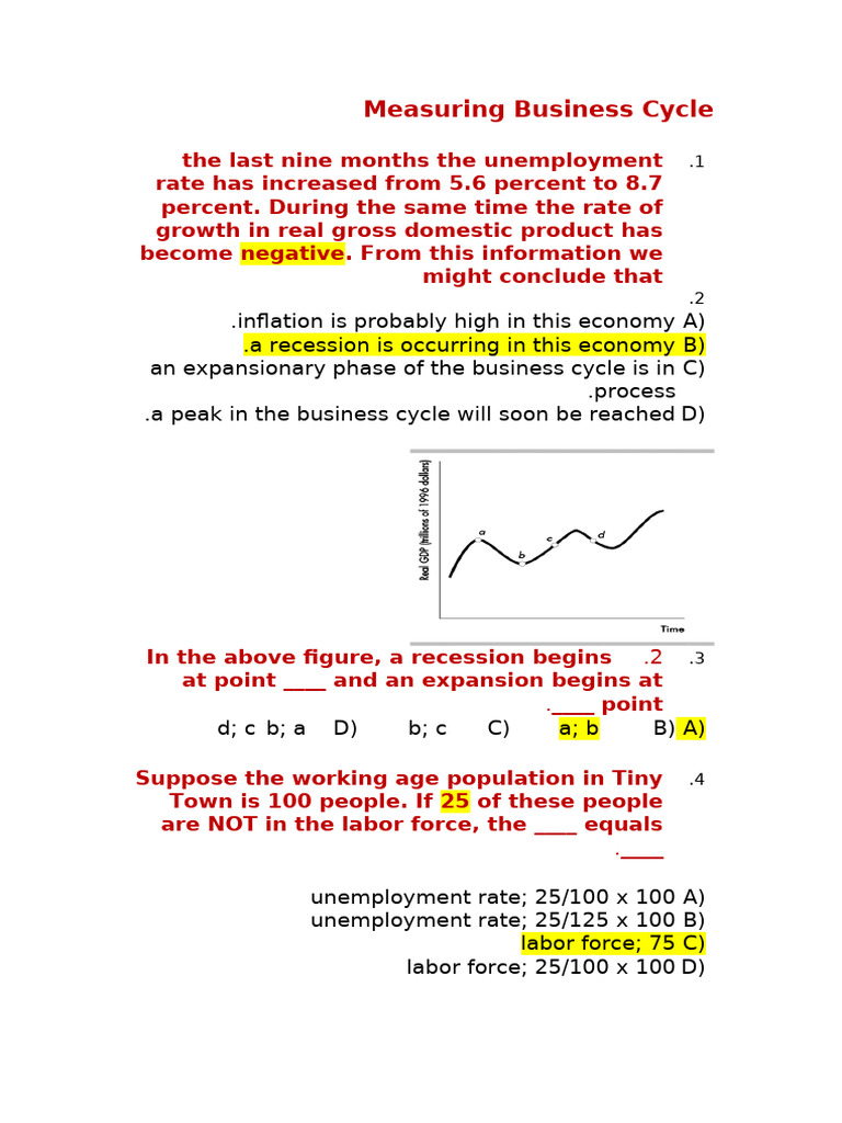 3 Review Measuring The Busiess Cycle Answers | PDF | Inflation ...