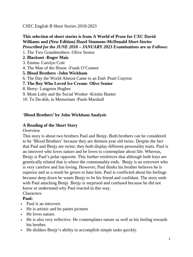 All CSEC English B Short Stories 2020-21 | PDF | Irony | Emma (Novel)