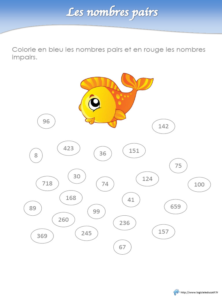Nombres Pairs et Impairs à Colorier | PDF