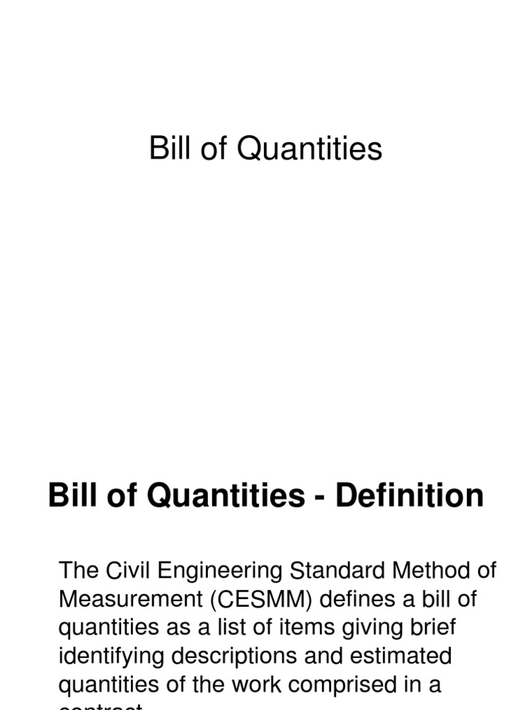 Bill of Quantities | PDF