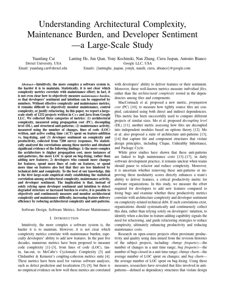 ICSE 2025 CR Design Complexity Maintenance Burden and Developer ...