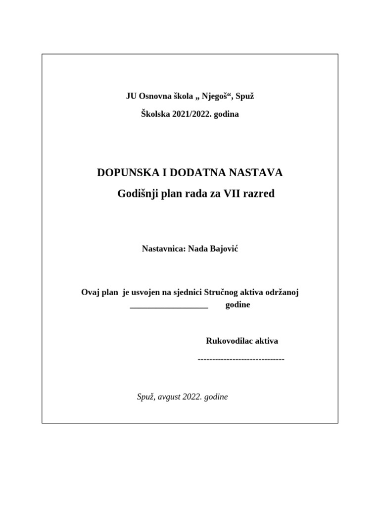 Dodatna I Dopunska, VII | PDF