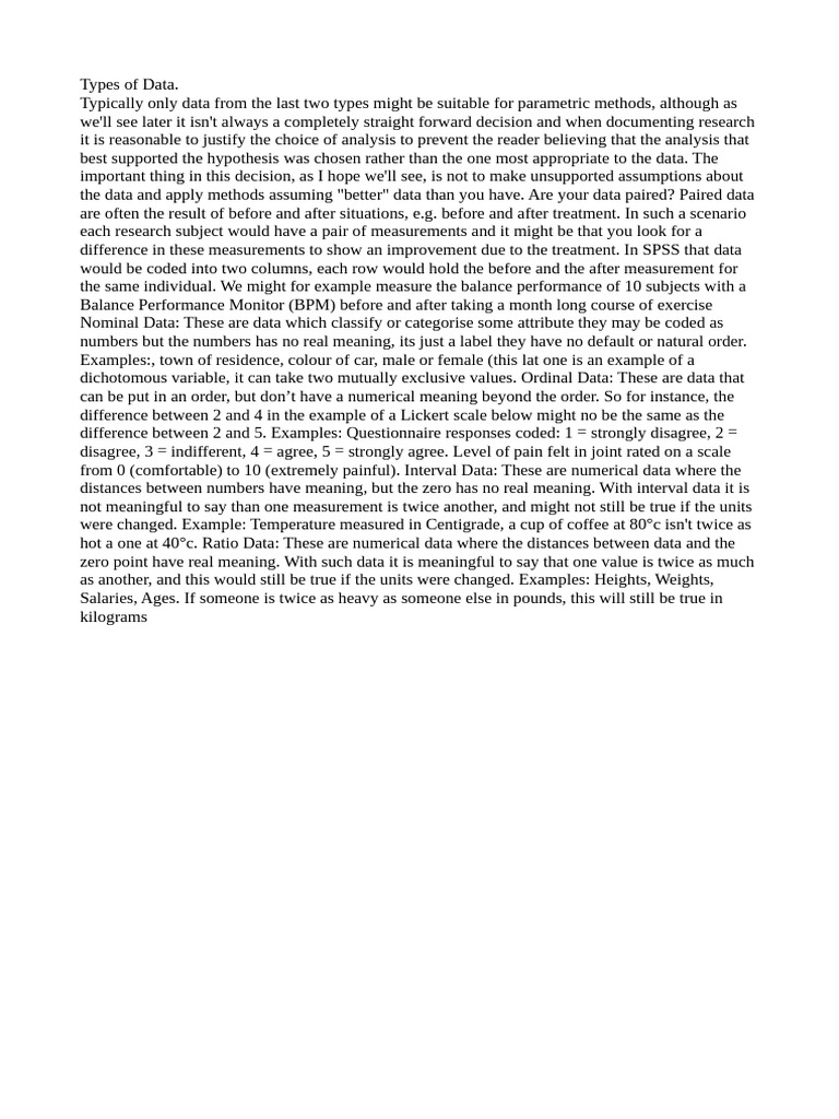 Types of Data. | PDF | Level Of Measurement | Data