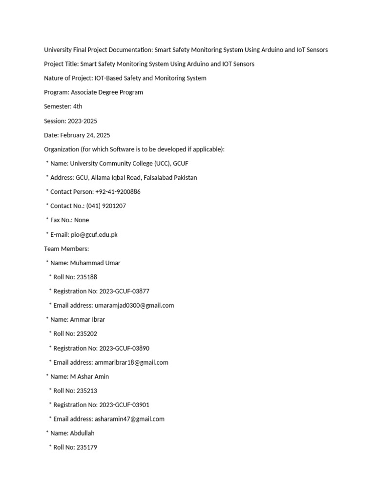 University Final Project Documentation | PDF | Use Case | Internet Of ...