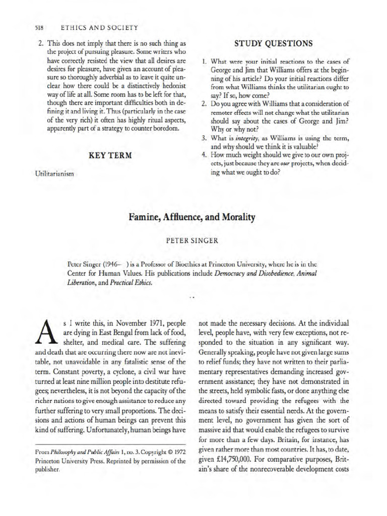 Famine, Affluence, and Morality-Singer | PDF | Printing | Graphic Design