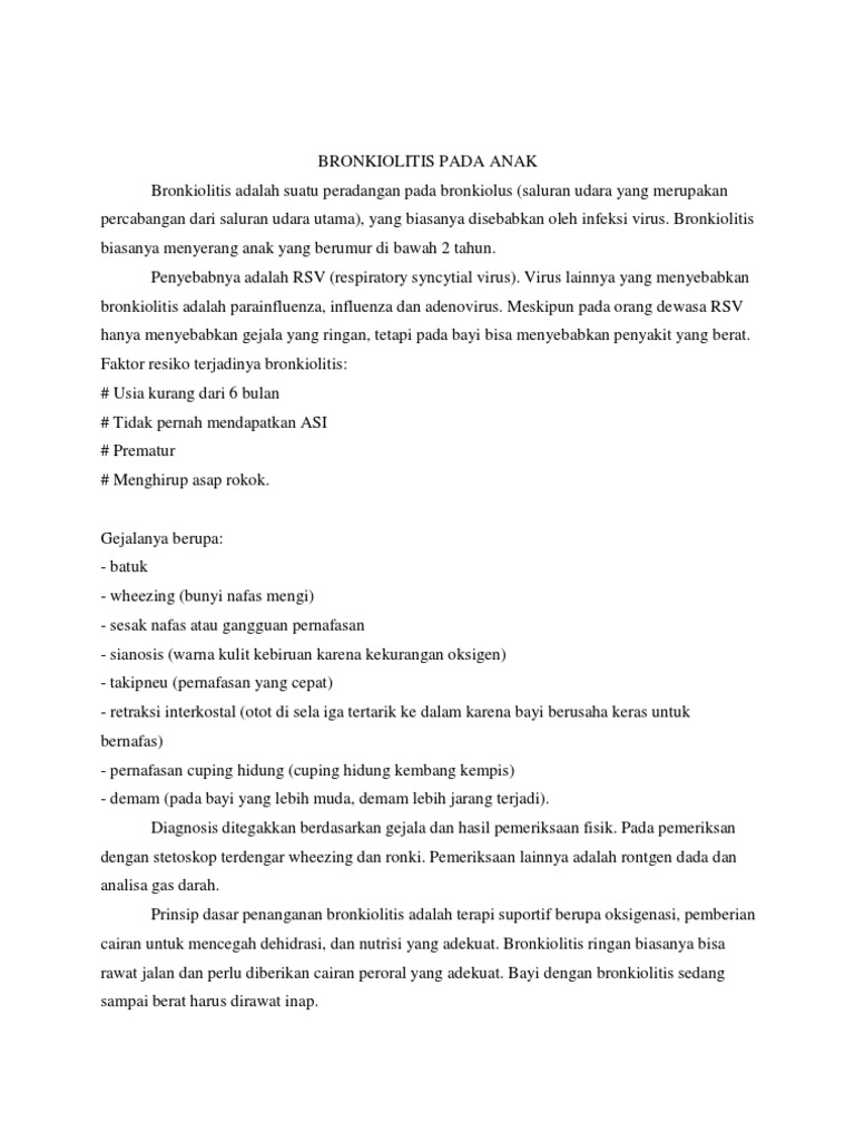 Bronkiolitis Pada Anak | PDF