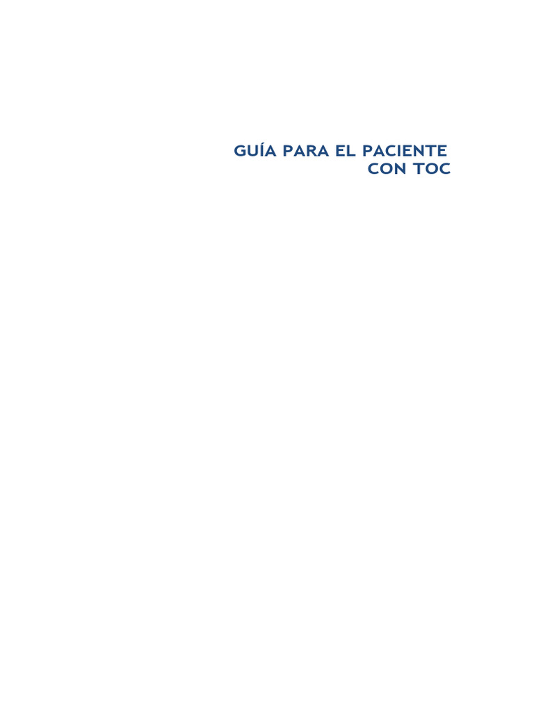 Guía para El Paciente Con Toc | PDF | Desorden obsesivo compulsivo | Las emociones