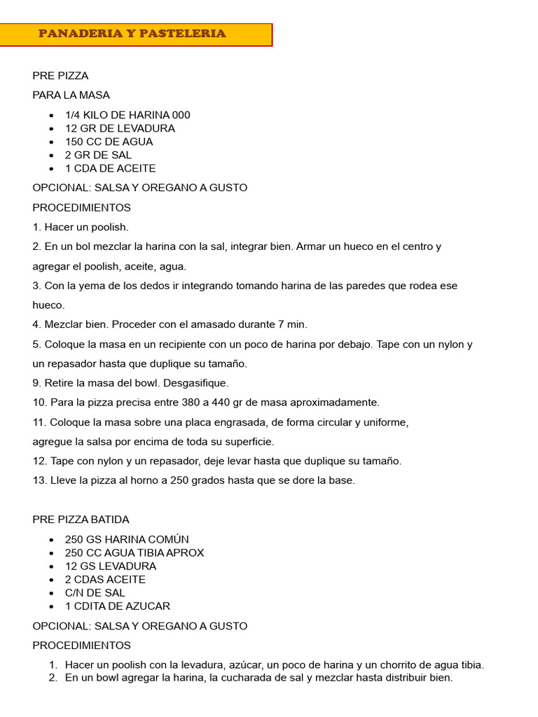 Pre Pizza de Molde y Batida | PDF