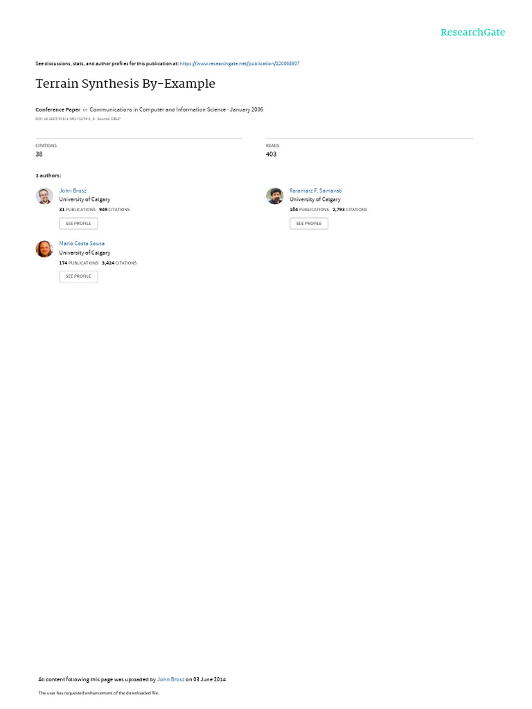 Terrain Synthesis by-Example | PDF | Matrix (Mathematics) | Rendering (Computer Graphics)
