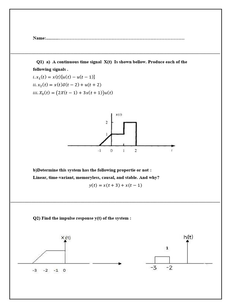 Signal and System Exam | PDF