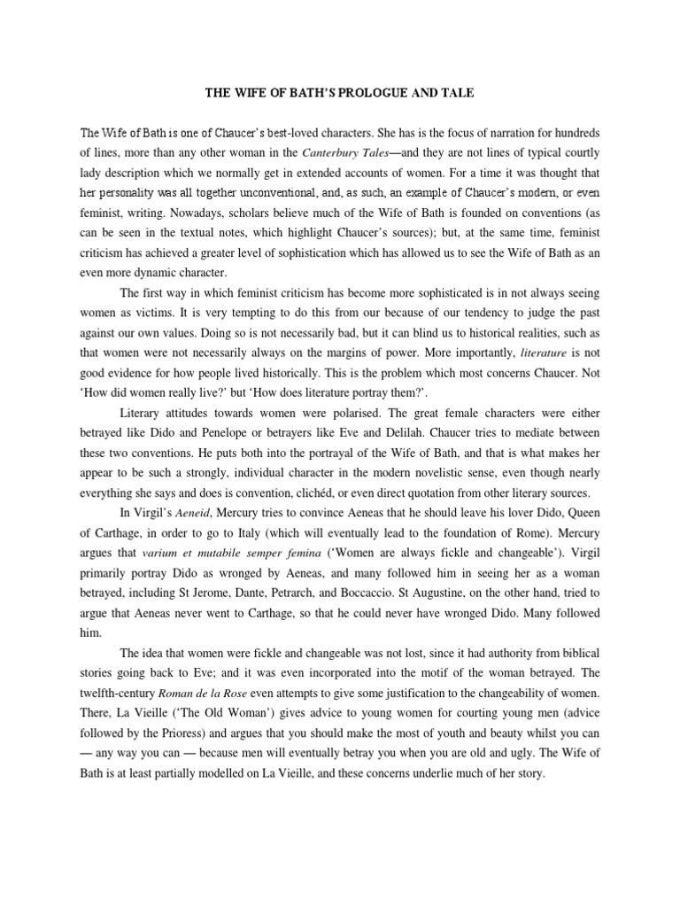 Wife of Bath Notes | PDF | Geoffrey Chaucer | Feminism