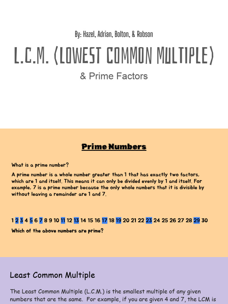 L.C.M. and Prime Factorization (Group Math Project) | PDF | Discrete ...