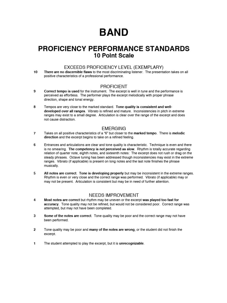 Grading and Performance Standards | PDF | Pitch (Music) | Tempo
