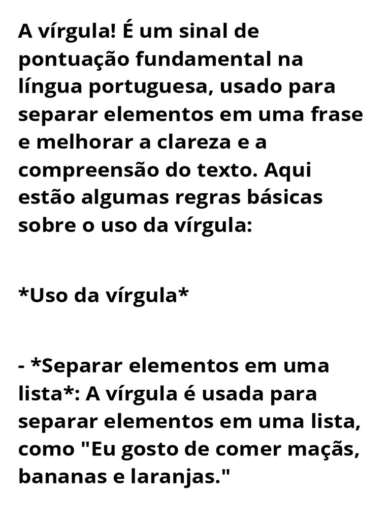 Regras Essenciais do Uso da Vírgula | PDF