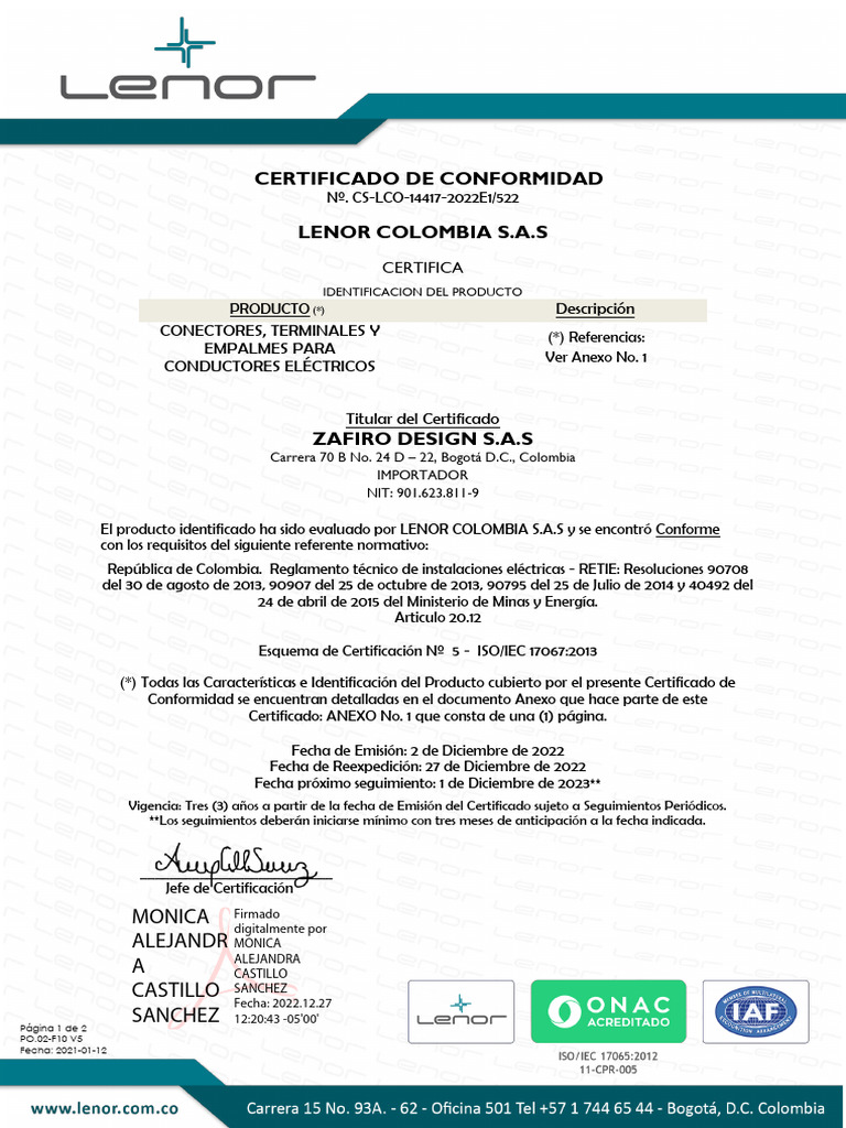 CS-LCO-14417-2022E1522 Zafiro | PDF