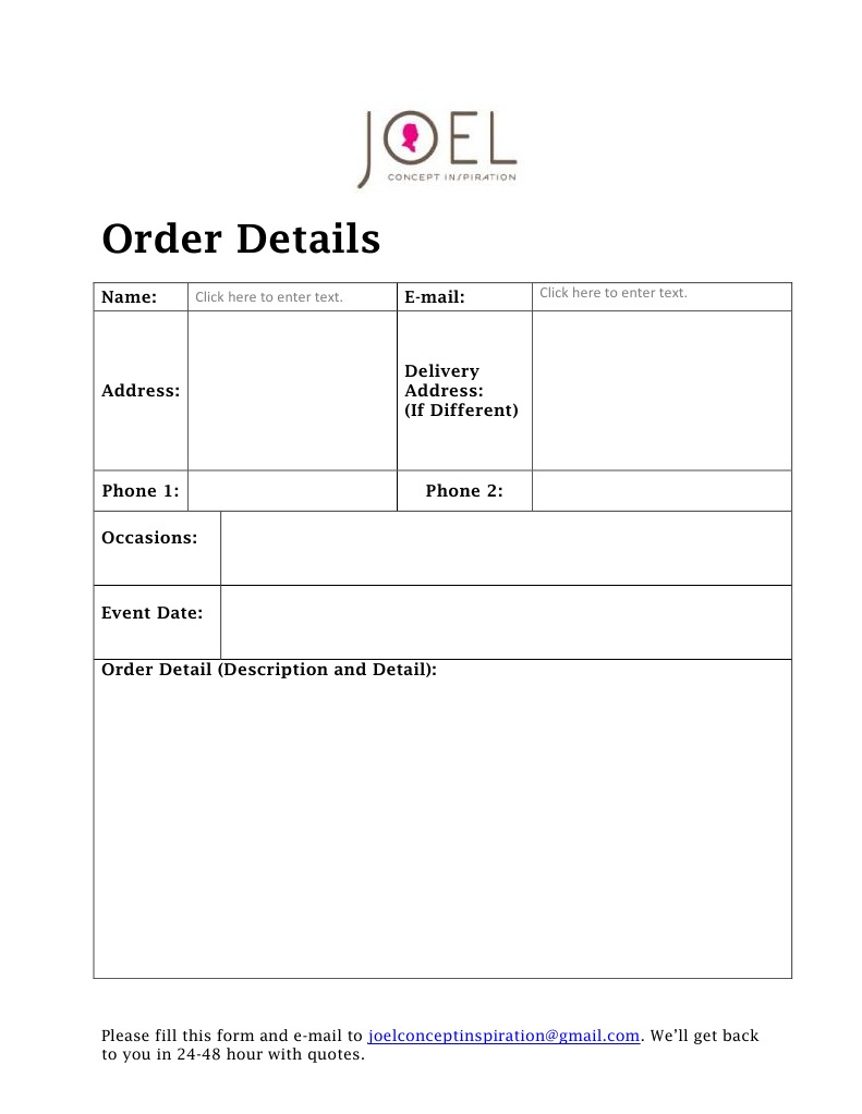 Order Details Submission Form | PDF