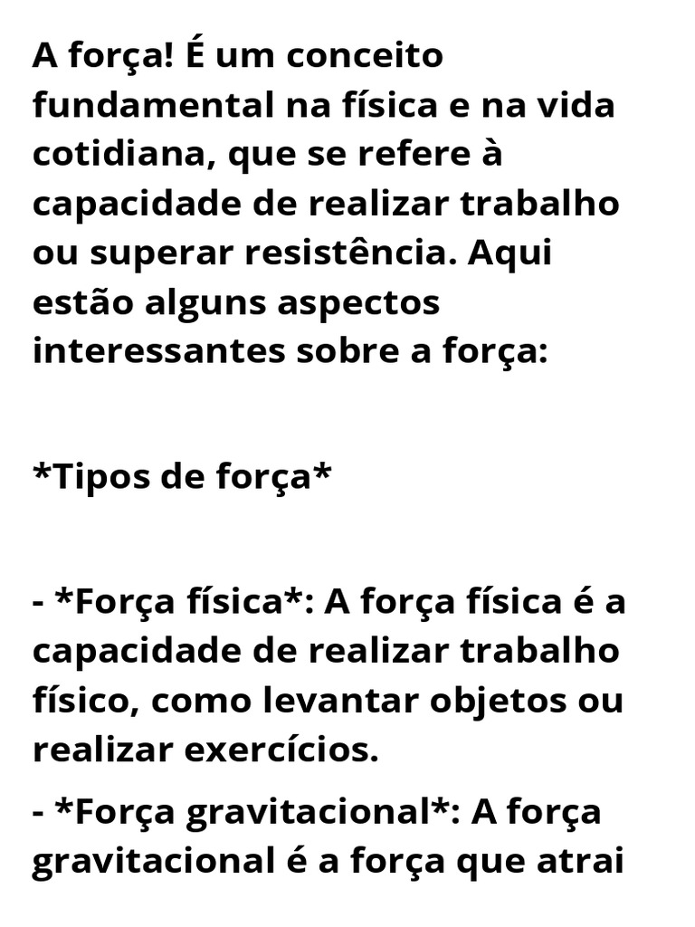 Conceitos e Tipos de Força Física | PDF