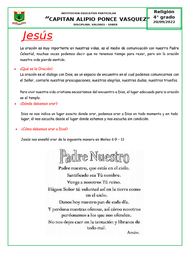 Jesus Nos Enseña A Orar | PDF