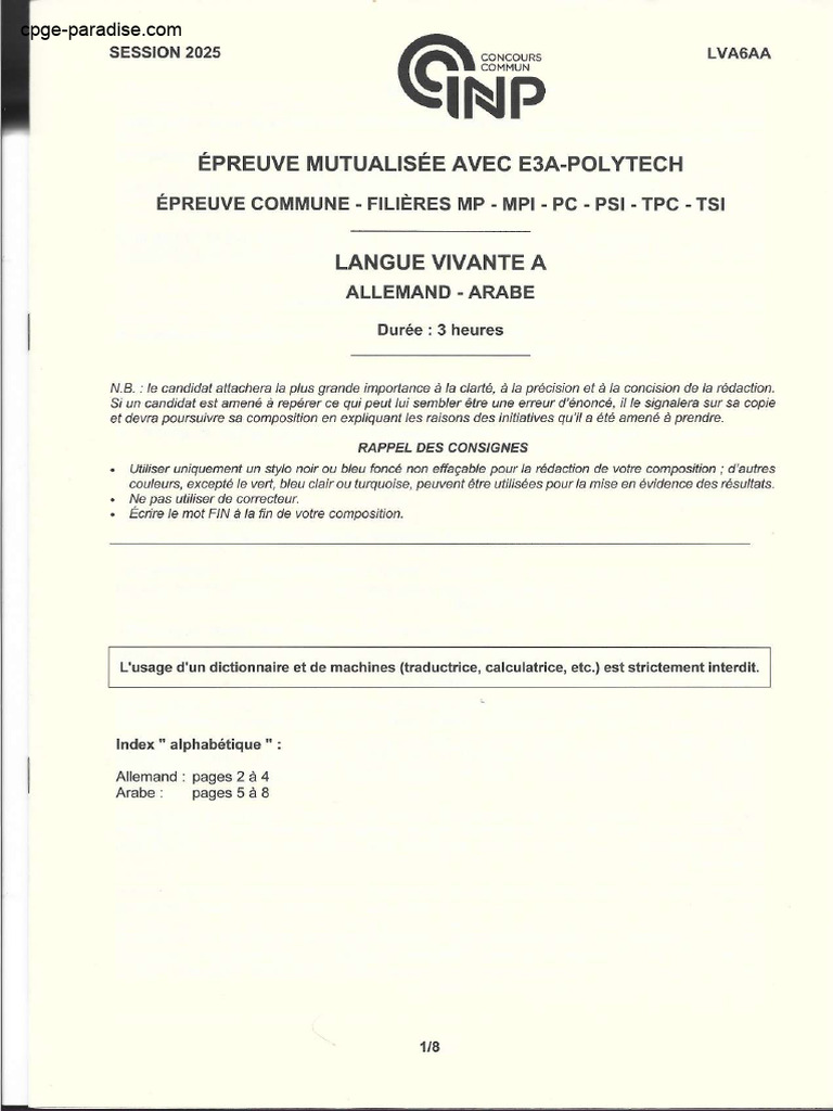 A Rabe Allemand 2025 | PDF