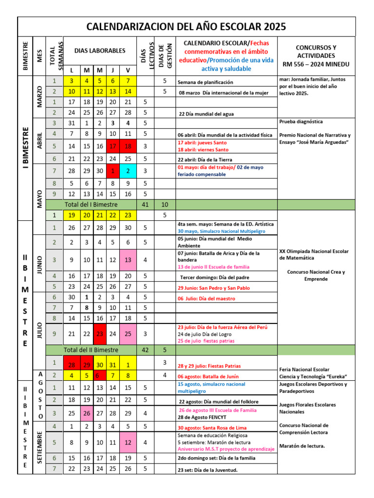 Calendarizacion Del Año Escolar 2025 Ok | PDF