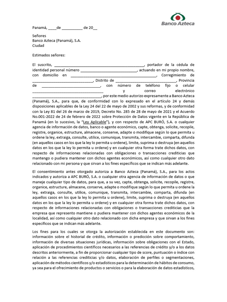 Autorización de APC Buro 2023 | PDF | Investigación de mercado | Panamá