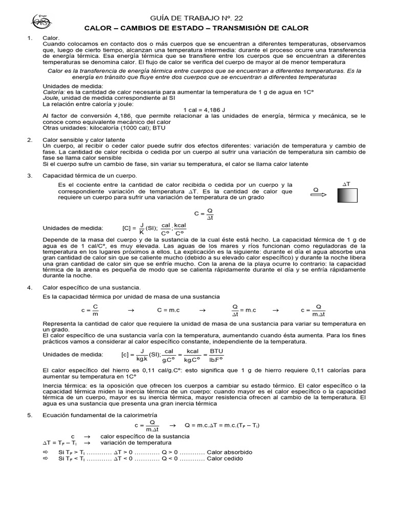 Calor y Cambios de Estado: Guía Completa | PDF | Calor | Transferencia ...