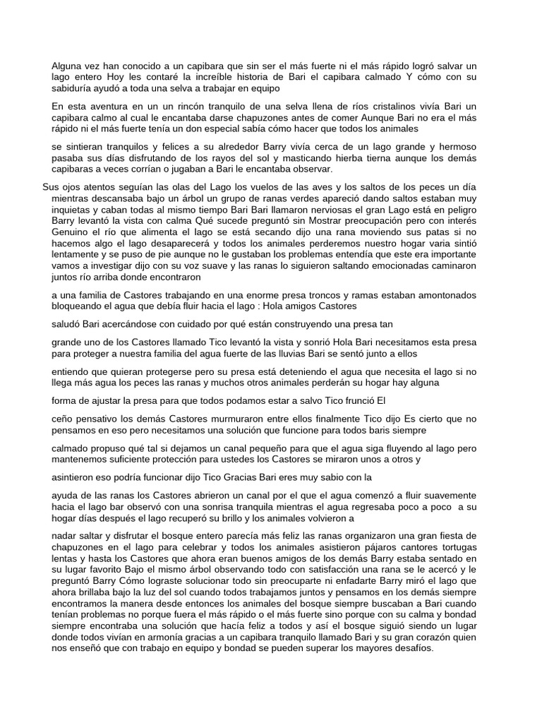 Cuento Capibara | PDF | Castor