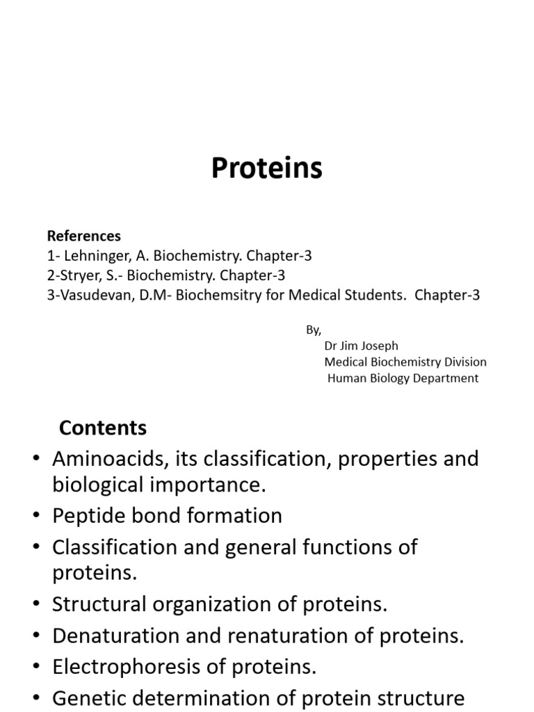 Proteins Lecture Physiology 2025 | PDF | Amino Acid | Proteins